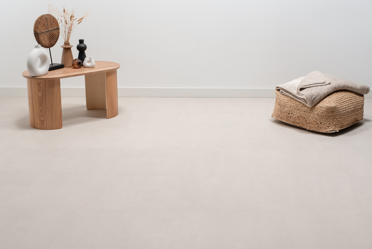 Floer Tegel Click PVC vloeren: realistische betonlook